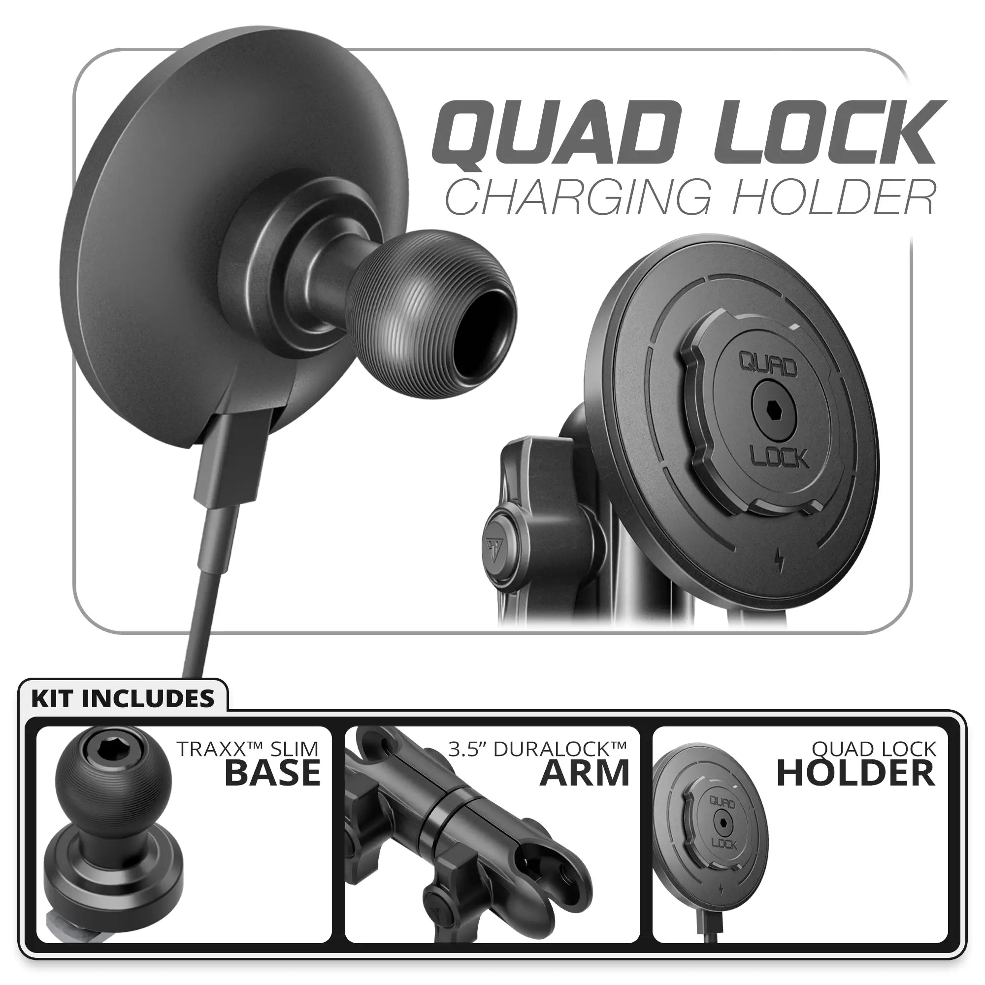Quad Lock MAG™ Wireless Charging Phone Holder | TRAXX™ - Slim Track Ba